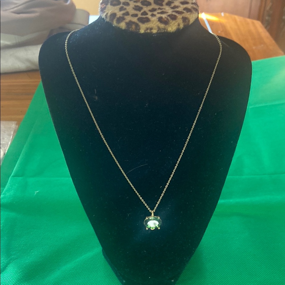 Beautiful Long Chain With Green Stone - Gem